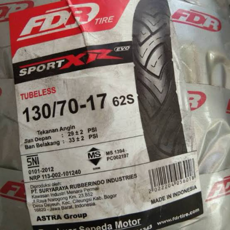 Jual Ban Luar FDR 130/70-17 Sport XR Evo (Ban Motor CBR 150) | Shopee Indonesia