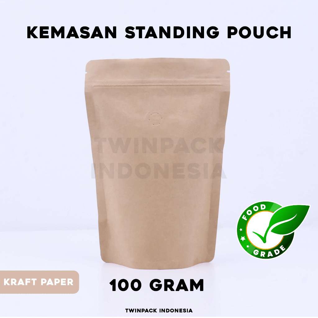 Jual Kemasan Kopi 100 Gram Standing Pouch Kraft Paper Packaging Kopi ...