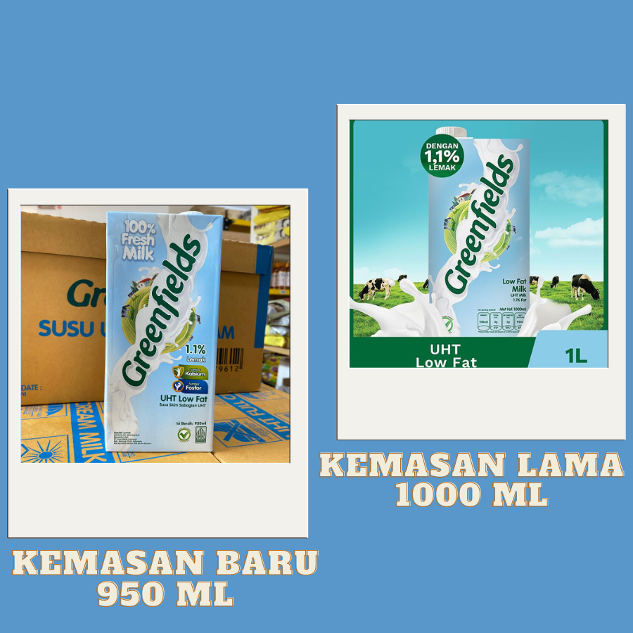 Jual Susu Greenfields UHT Low Fat / Rendah Lemak 950 ML | Shopee Indonesia