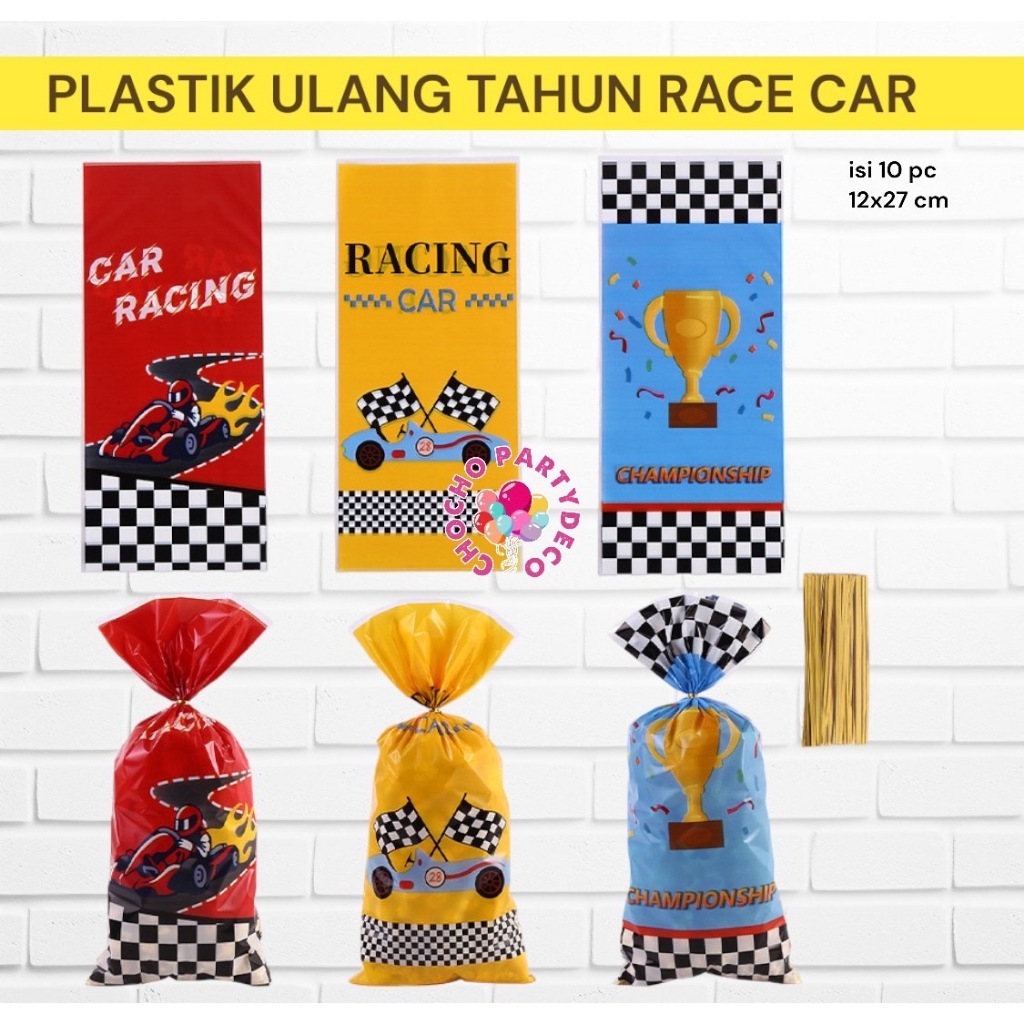 Jual Plastik Ulang Tahun RACE CAR isi 10 / Plastik Ultah Anak Mobil ...
