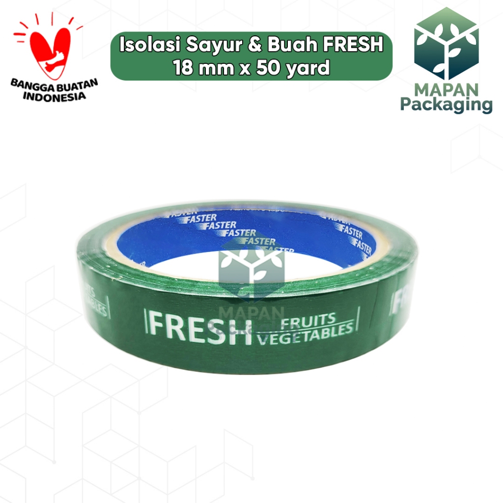 Jual Isolasi Hijau Sayur & Buah FRESH Fruits & Vegetables 18mm x 50 ...