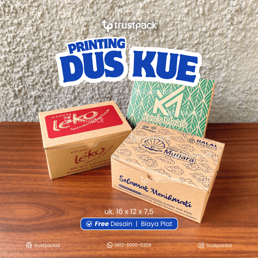 Jual CUSTOM CETAK PRINTING DUS KUE 12x16 KRAFT / KOTAK KARDUS KUE / BOX ...