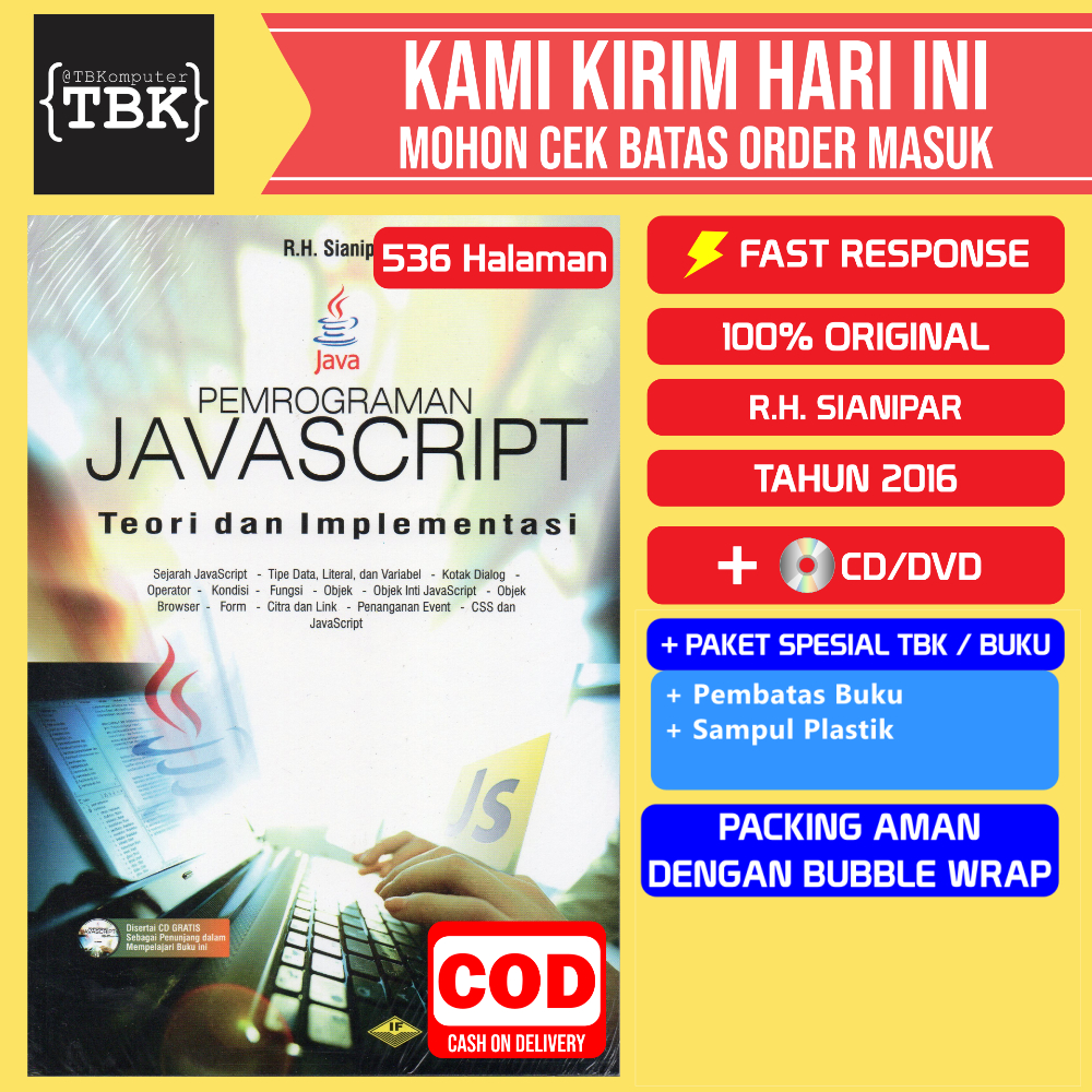 Jual BUKU PEMROGRAMAN JAVASCRIPT TEORI DAN IMPLEMENTASI RH SIANIPAR ...