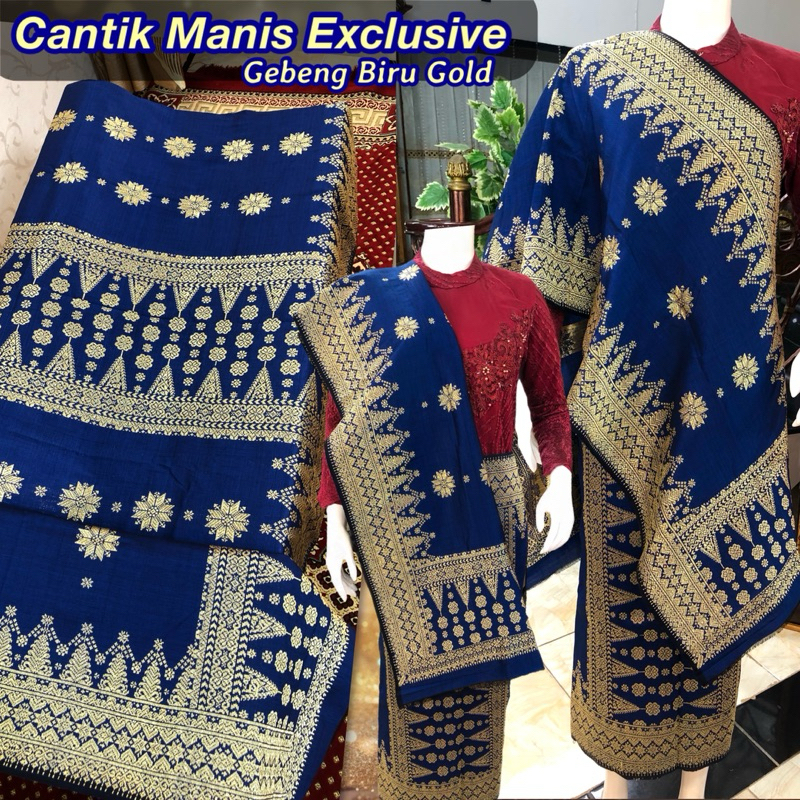 Jual Songket Cantik Manis Exclusive Gebeng Biru Gold /songket tenun ...