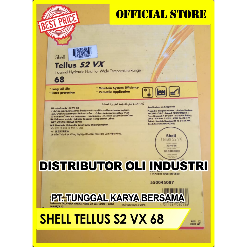 Jual SHELL TELLUS S2 VX 68 ( Ready Stock - 20 Liter ) | Shopee Indonesia