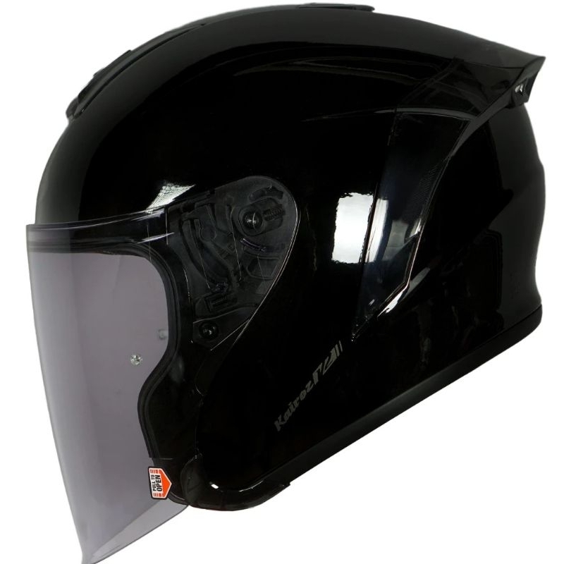 Jual NJS KAIROZ V2 BLACK GLOSSY SOLID ORIGINAL | HELM MOTOR HALF FACE ...