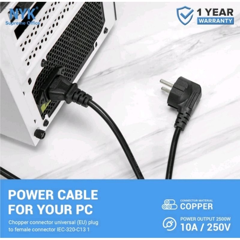 Jual NYK Kabel Power PC/Cpu Monitor 1,5M | Shopee Indonesia