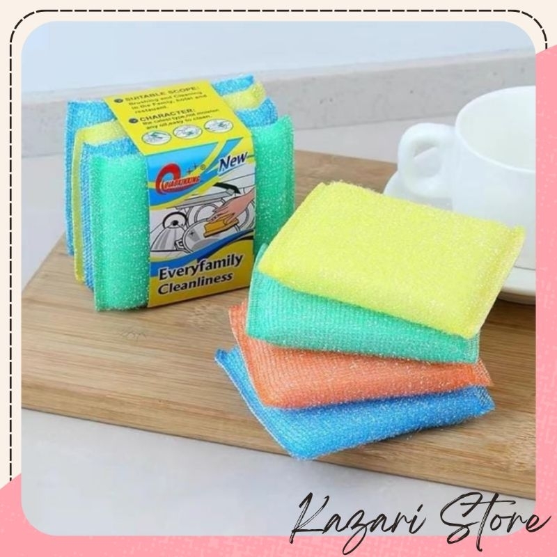 Jual KAZARI Sponge Spons Busa Cuci Piring isi 4 pcs | Shopee Indonesia