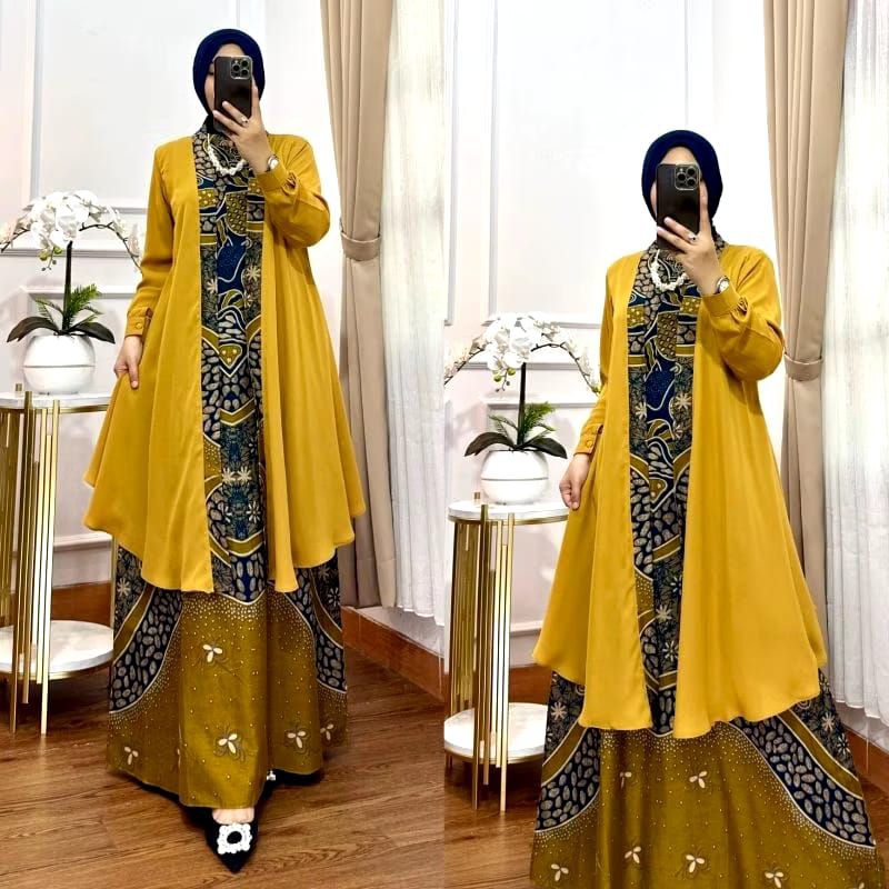 Jual gamis batik blazer/gamis batik allsize dan jumbo/gamis batik model ...