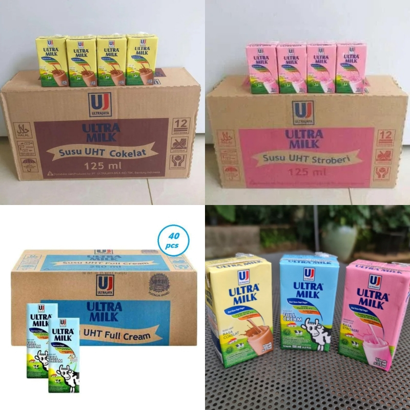 Jual Ultra Milk Ultramilk Susu Fresh Uht Coklat Strawberry Full Cream Plain Low Fat Mix 125ml 1 ...