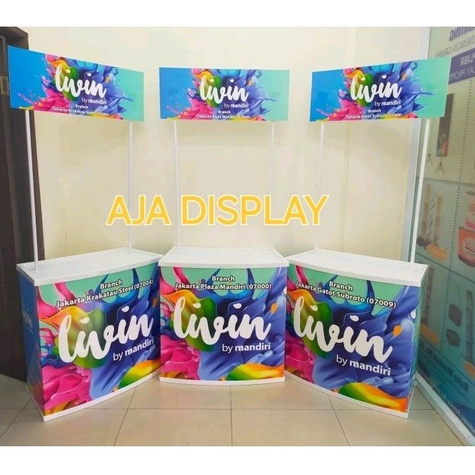 Jual EVENT DESK MEJA BOOTH CUSTOM CETAK BANK MANDIRI Event Desk PVC ...