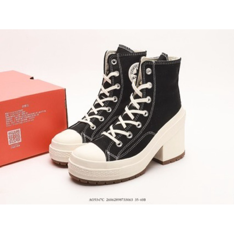 Jual Sepatu Converse Platfrom Chuck 70 High De Luxe Heel Black White ...