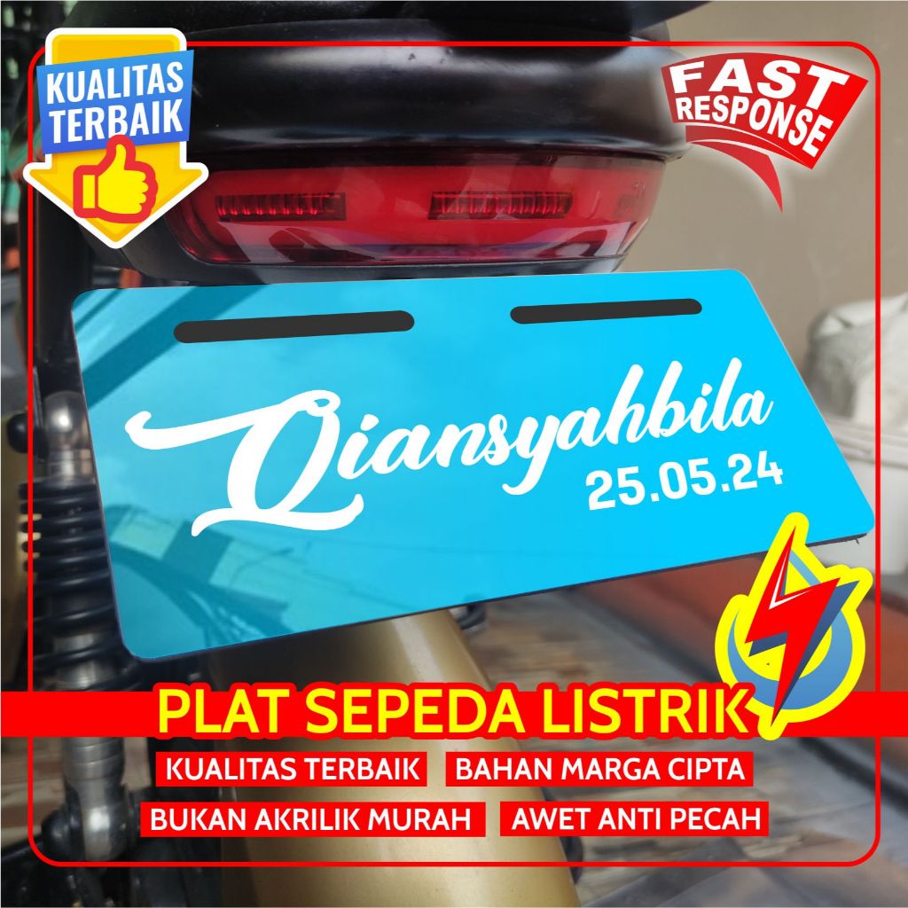Jual PLAT SEPEDA LISTRIK AKRILIK VARIASI CUSTOM NAMA KEREN 2 WARNA ...