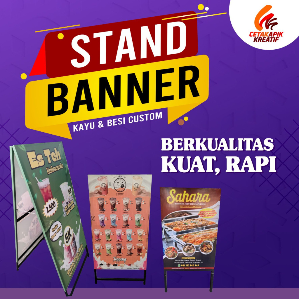 Jual (bisa custom)STANDING BANNER BESI DAN KAYU SEGITIGA LIPAT BANNER ...