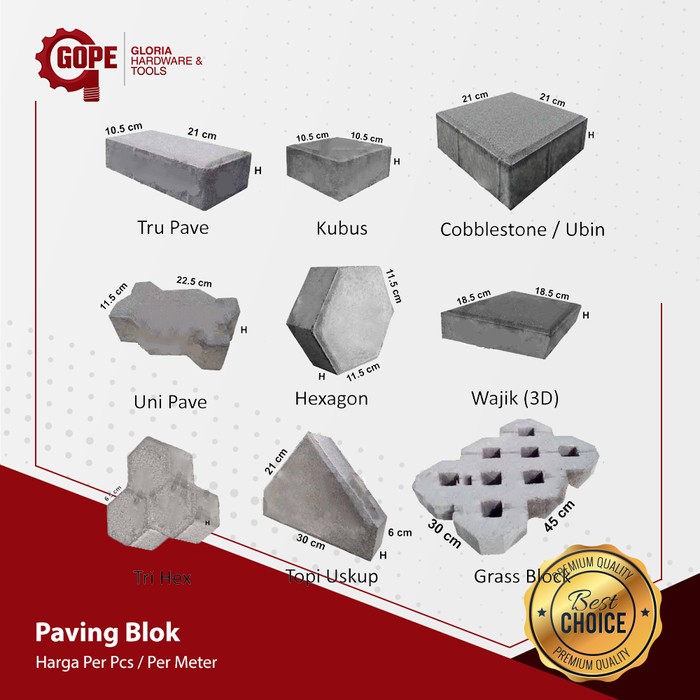 Jual Paving Blok Konblok Conblok Model Bata Cacing Hexagon Persegi (Per ...