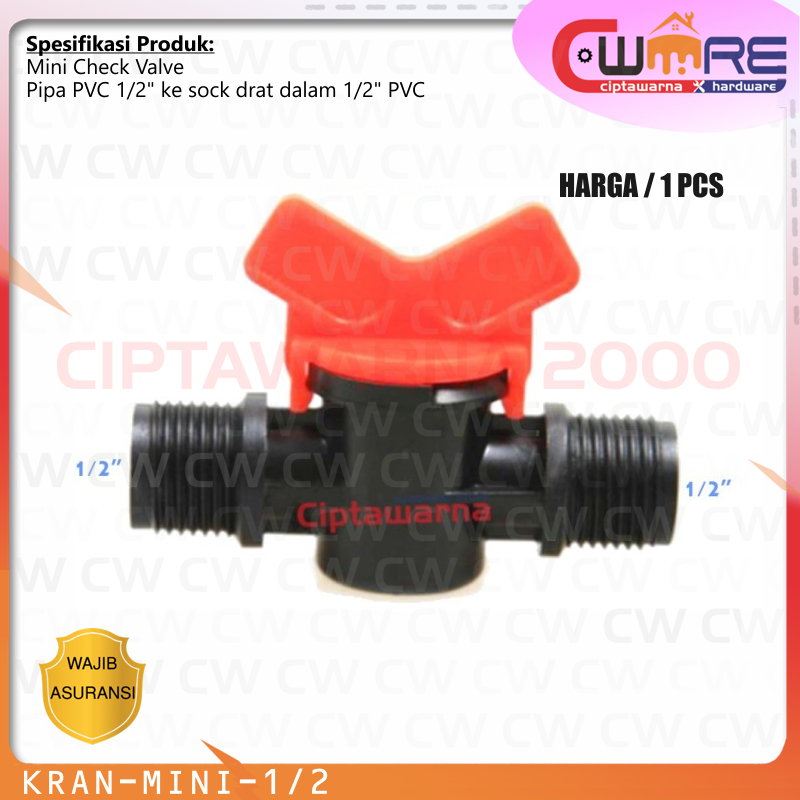 Jual Stop Keran Kran Check Valve Mini Kecil Air Pipa PVC 1/2" X 1/2" Inch - CwTc | Shopee Indonesia