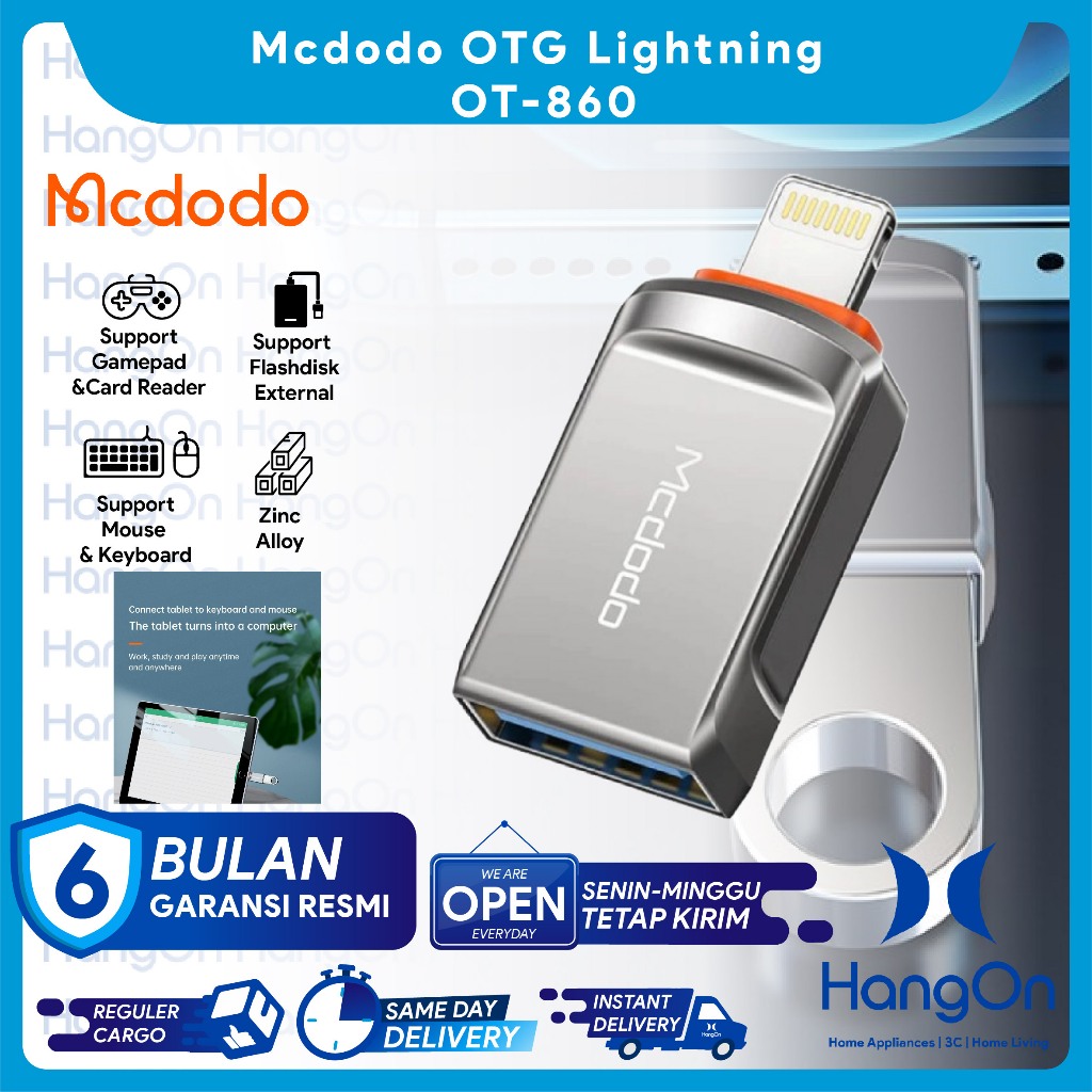 Jual Mcdodo OTG OT-860 iPhone USB 3.0 to Lightning Adapter OT-8600 Data ...