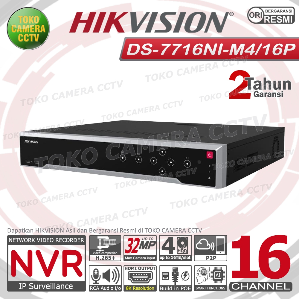 Jual NVR 16 CHANNEL HIKVISION NVR CCTV 16CH POE 32MP 4 SLOT HDD ...