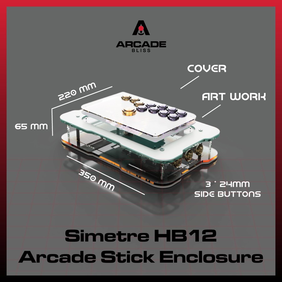 Jual Simetre HB12 Arcade Stick Case KIT Hitbox DIY Enclosure Fighting ...