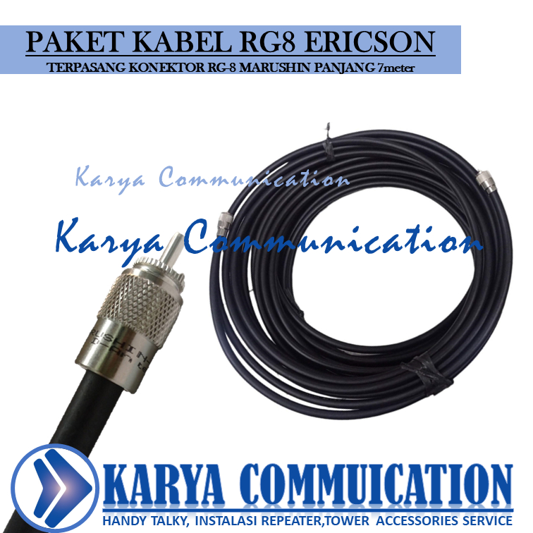 Jual PAKET KABEL RG8ERICON PLUS KONEKTOR RG8 MARUSHIN PANJANG 7METER | Shopee Indonesia