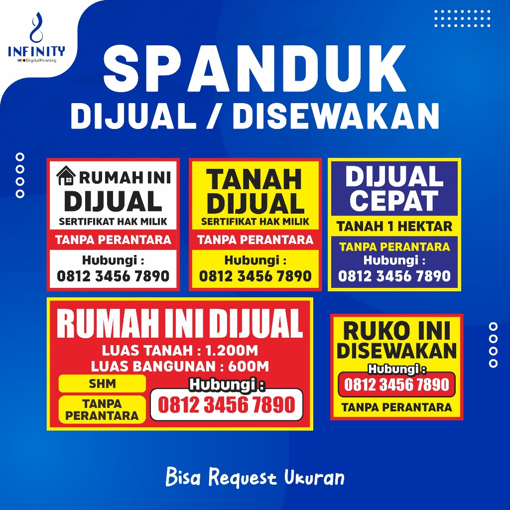Jual Cetak Spanduk/Banner Rumah Ini Dijual | Ruko Ini Disewakan | Tanah ...