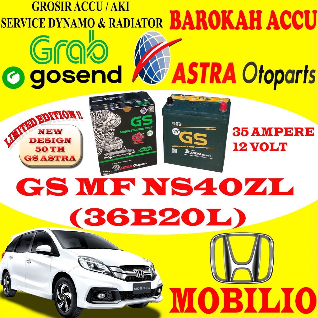 Jual AKI MOBIL HONDA MOBILIO GS MF NS40ZL / 36B20L , 35 AH ASTRA OTOPARTS | Shopee Indonesia
