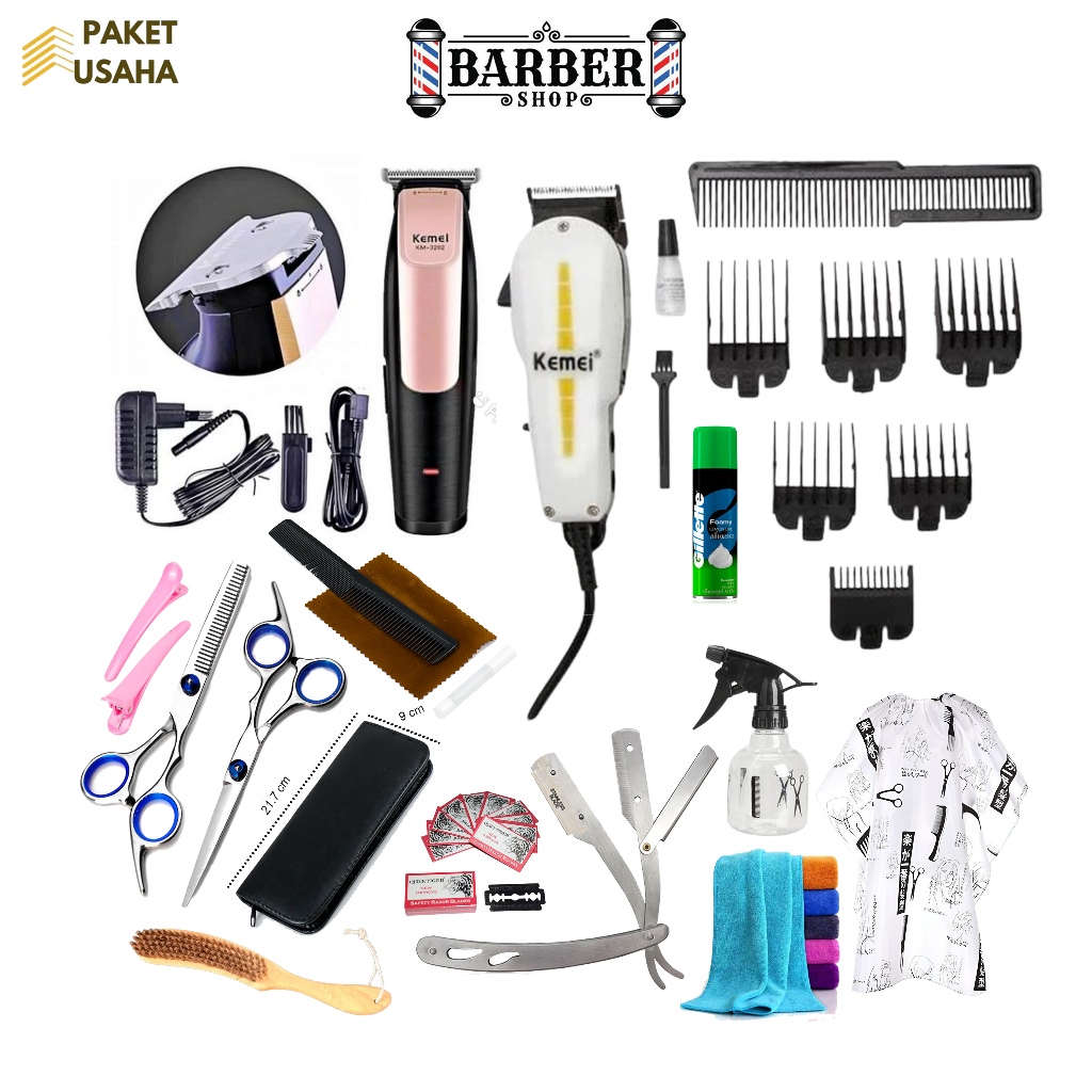 Jual Paket Alat Cukur Rambut Elektrik Profesional Barbershop Gunting ...