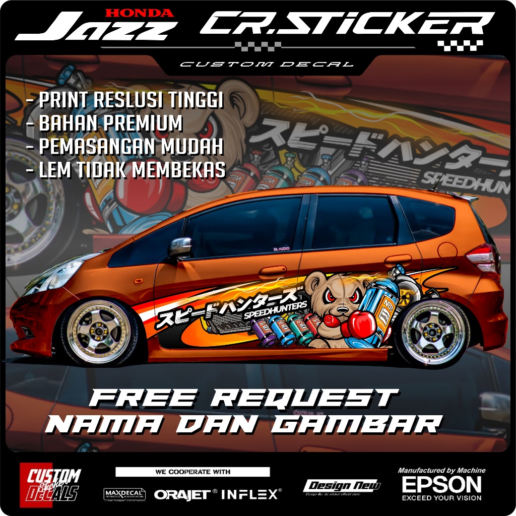 Jual DECAL STICKER MOBIL JAZZ - FREE CUSTOM NAMA- MOBIL JAZZ BRIO AYLA ...