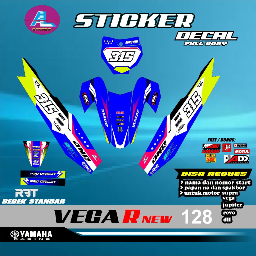 Jual DECAL Sticker RBT VEGA R NEW MOTOR RBT BEBEK MODIF SUPERMOTO YZ ...