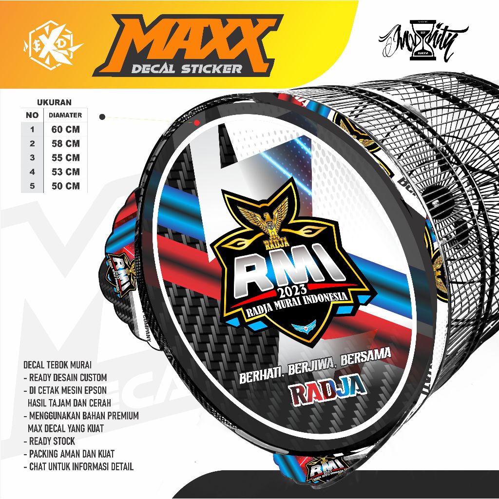 Jual Stiker Sangkar Murai Variasi Radja RMI atau RMI indonesia Decal ...