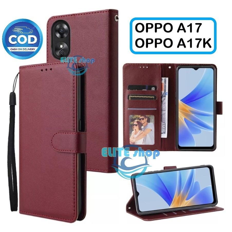 Jual Flip Case OPPO A17 / A17K Case Wallet Kulit Casing Dompet Case ...