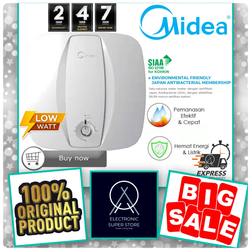 Jual WATER HEATER MIDEA D10-02VA 02VA 10L PEMANAS AIR LISTRIK MIDEA SUPER LOW WATT ANTI BAKTERI ...