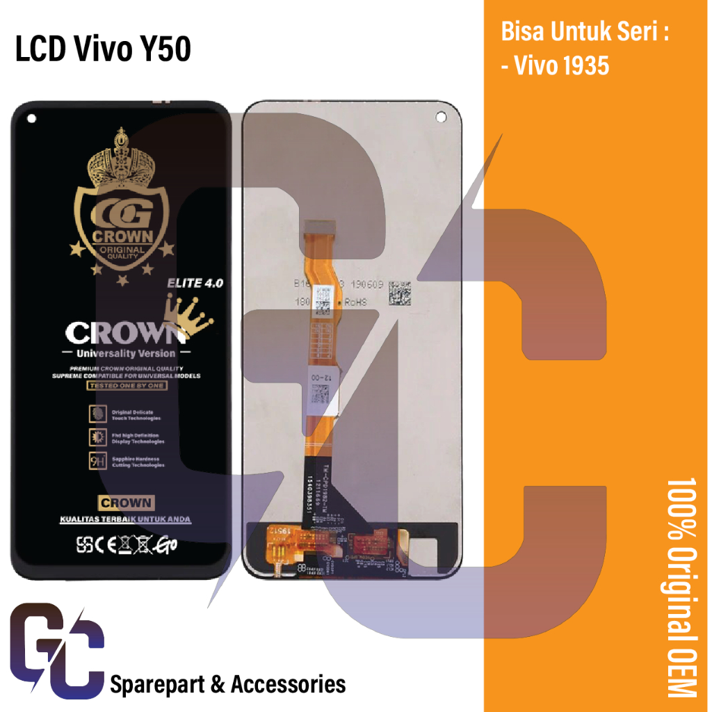 Jual LCD TOU HSCREEN VIVO Y50 / VIVO 1935 COMPLETE FULLSET ORIGINAL ...
