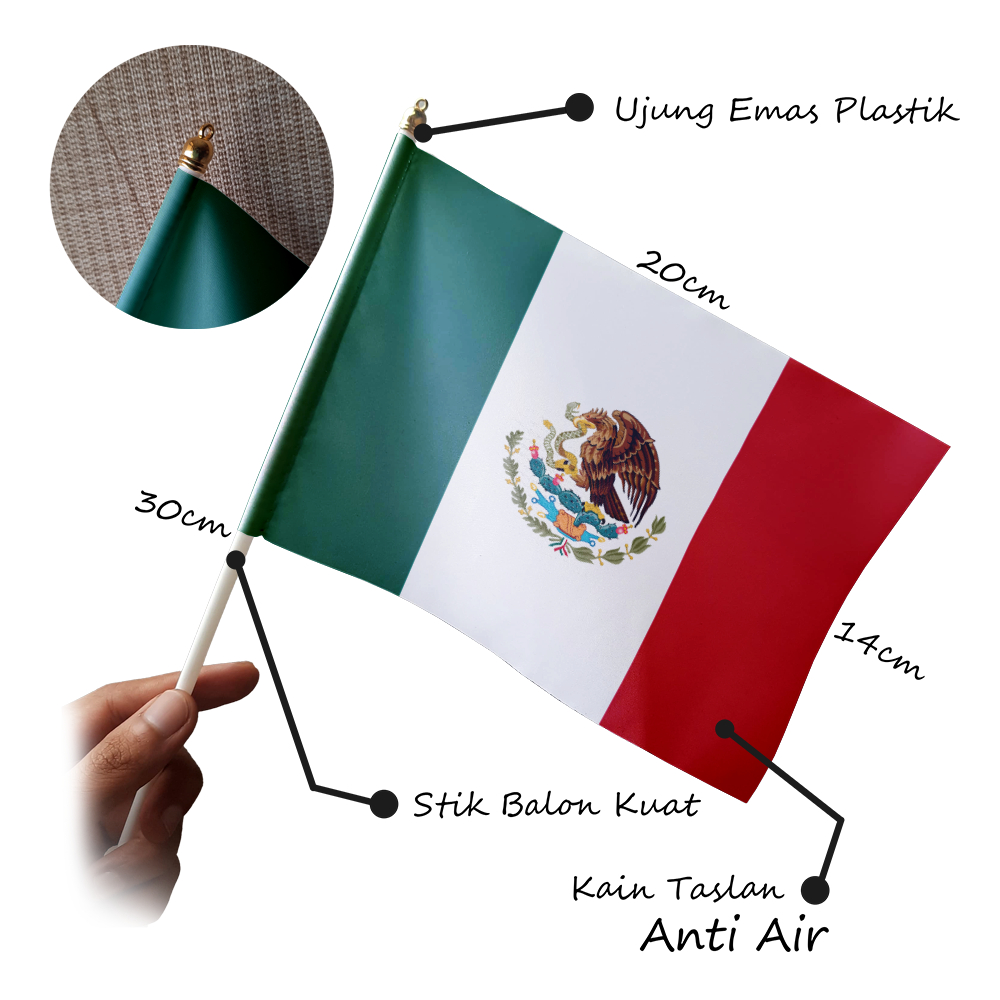 Jual Nazhifa Printing - Bendera Meksiko / Mexico kecil, Bendera Tangan ...