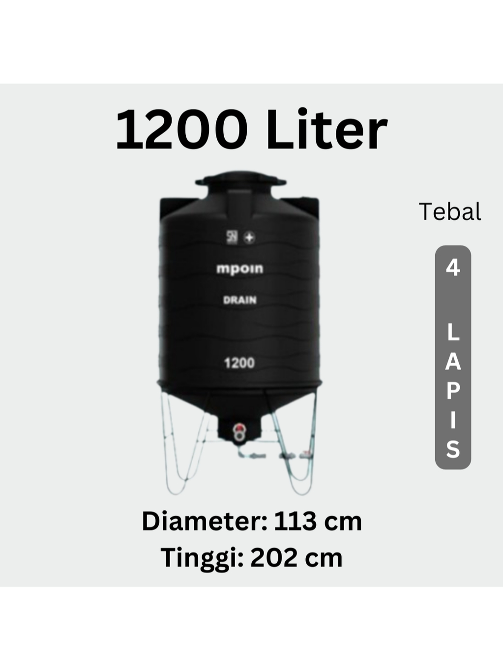 Jual Tangki Tandon Toren air Mpoin Drain 1000 Liter 1200 Liter Anti ...