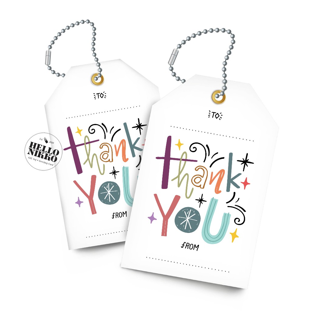 Jual Thank you color Gift tag - Hang tag kartu ucapan kado sticker ...