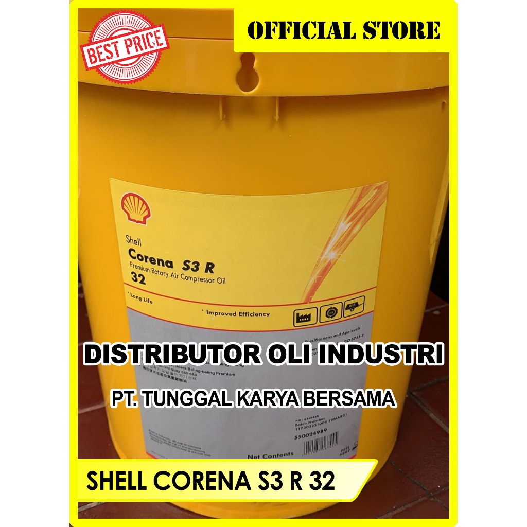 Jual SHELL CORENA S3 R 32 - ( OLI KOMPRESOR SCREW) KEMASAN 20 LITER ...