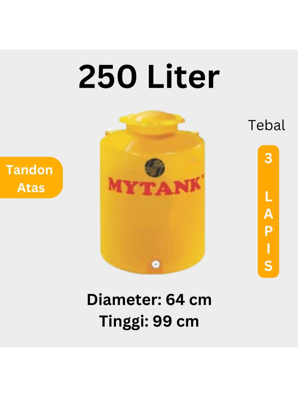 Jual Tangki Tandon Toren air MyTank 200 Liter 250 Liter Anti Lumut ...