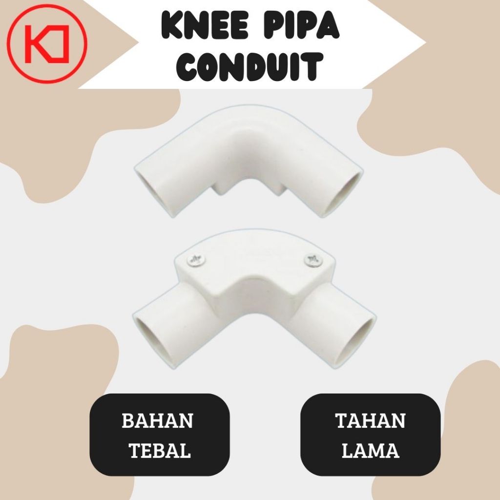 Jual KNEE Pipa Listrik 20mm Knee Sambungan pipa conduit Belokan L Bow ...