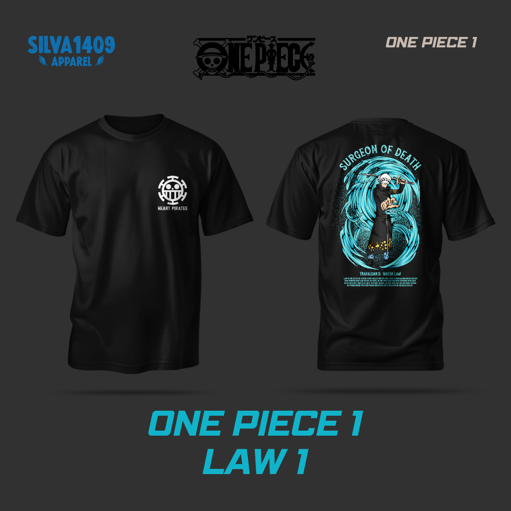 Jual SILVA APPAREL KAOS ONE PIECE TRAFAGAL LAW 1 HITAM PREMIUM COMBED ...