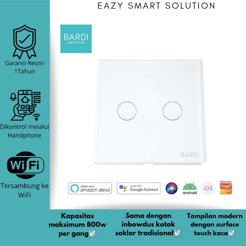 Jual BARDI Wall Switch EU 2 Gang - White/Black | Shopee Indonesia