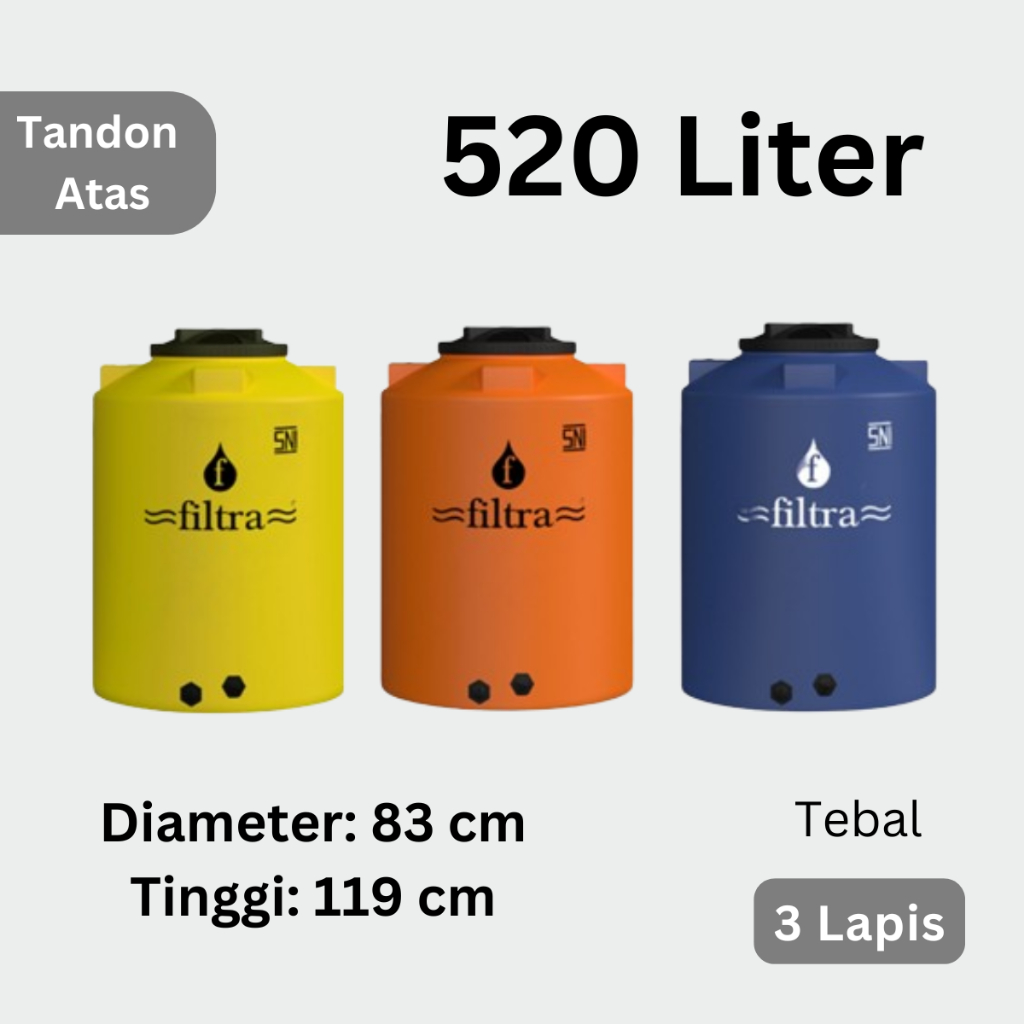 Jual Tangki Tandon Toren air Filtra 500 Liter 520 Liter Anti Lumut ...