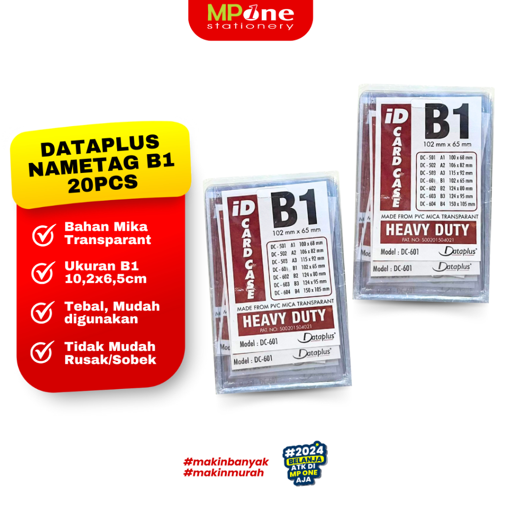 Jual (1 PACK) NAME TAG ID CARD MIKA PLASTIK DATAPLUS UK B1/ PLASTIK TANDA PENGENAL TRANSPARANT ...