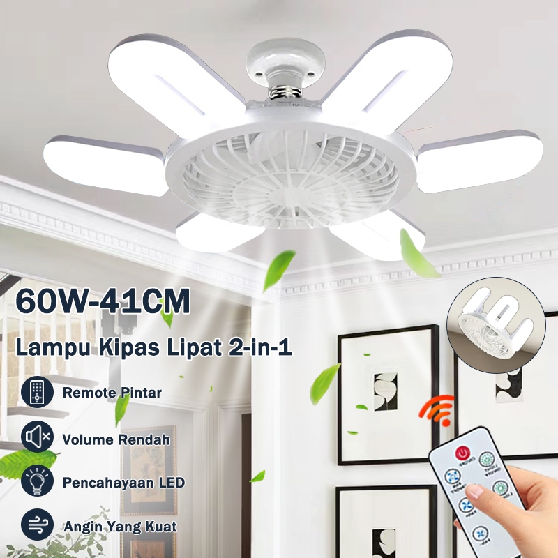Jual Lampu Kipas LED 60W dengan Remote Control, Braket E27, Lampu Kipas ...