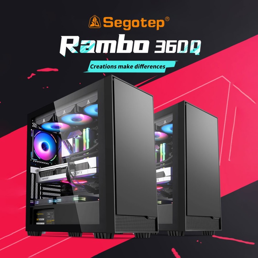 Jual CASE SEGOTEP RAMBO 360Q BLACK/WHITE CASE GAMING | Shopee Indonesia
