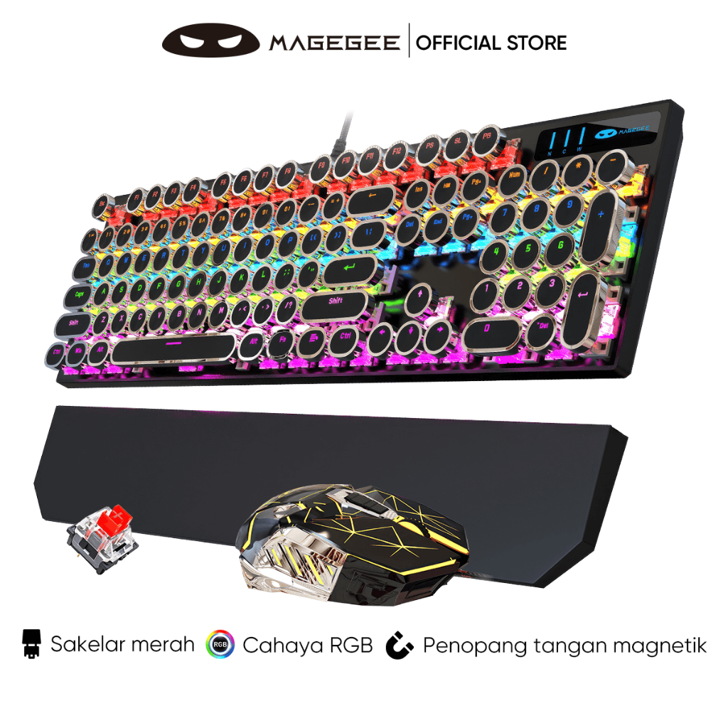 Jual MAGEGEE Mechanical Keyboard Gaming Wired Dan Mouse Set 100% Layout ...