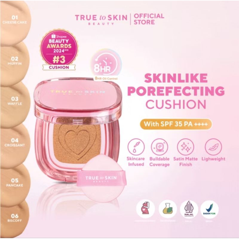 Jual True To Skin Skinlike Porefecting Cushion with SPF 35 REFILL ...