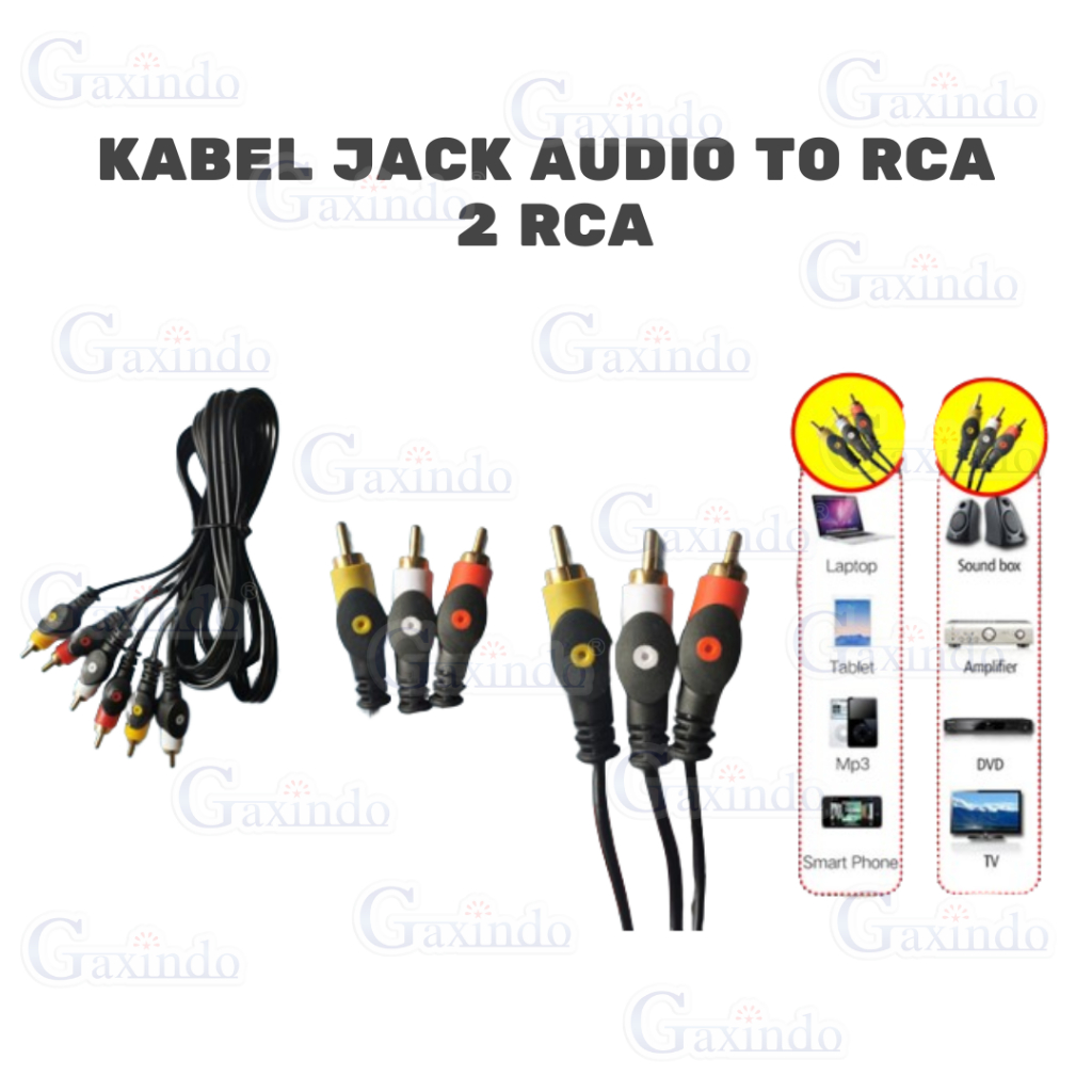 Jual KABEL JACK AUDIO TO RCA 2 RCA GOLD PLATED KABEL JACK 2 IN1 AUX ...