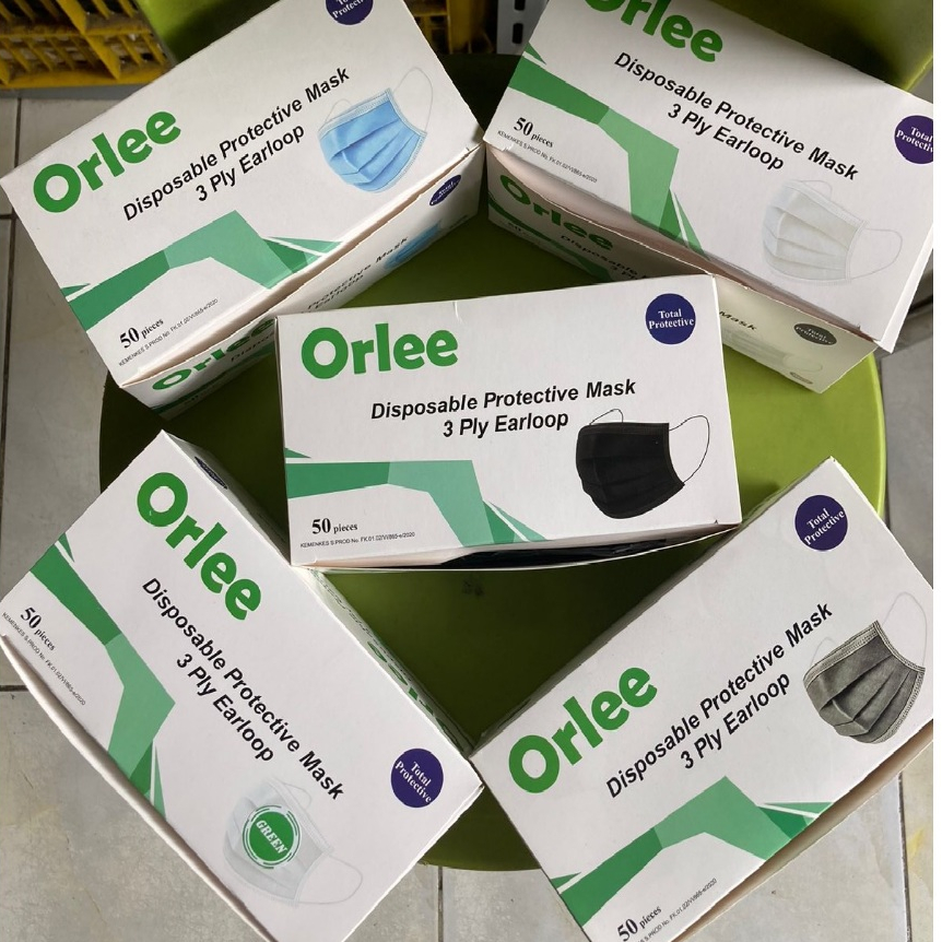 Jual Masker ORLEE ORLE Populer 3ply 3Ply Earloop/Cantol Headloop/Hijab Medis ijin Kemenkes 50pcs ...