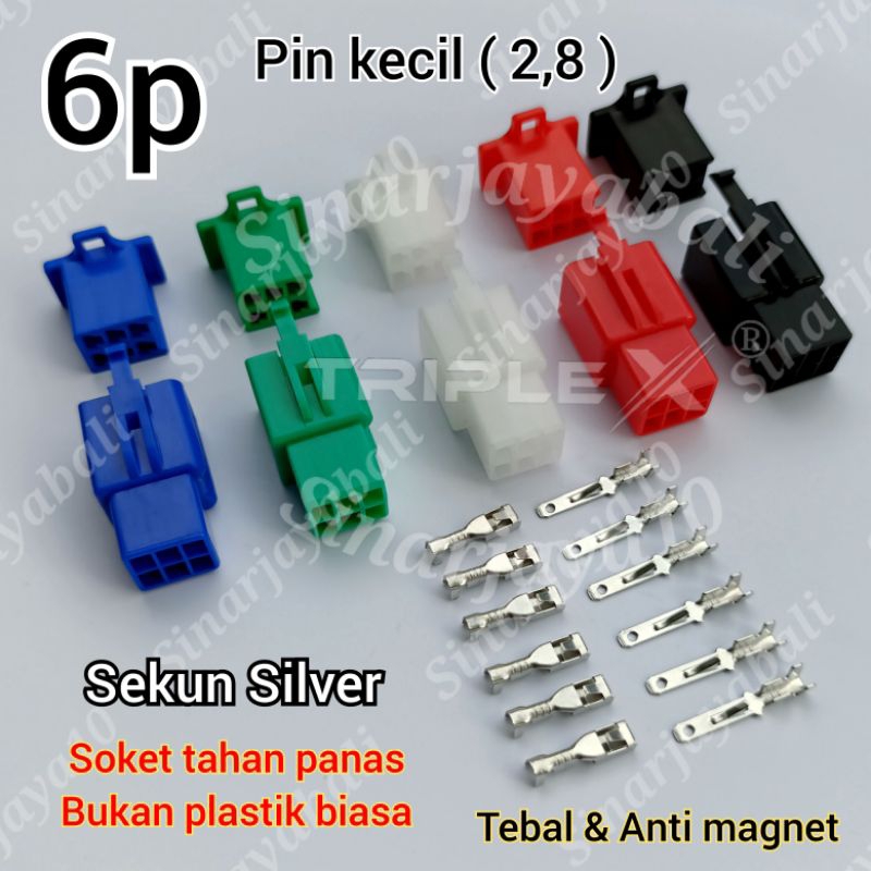 Jual soket 6p kecil silver socket 6 pin konektor 6pin p kabel motor ...
